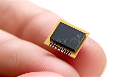 High Tech Microchip Held By Hand White Background Stock Illustration