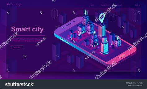스마트 시티 아이소메트릭 아키텍처 개념네온 건물이 스톡 벡터로열티 프리 1159458160 Shutterstock