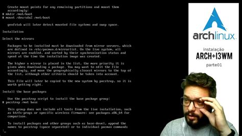 arch i3wm instalação parte 01 youtube