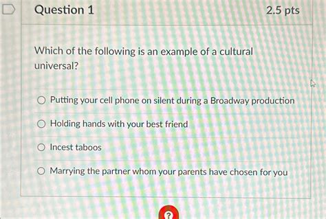 Solved Question 12 5ptswhich Of The Following Is An Example