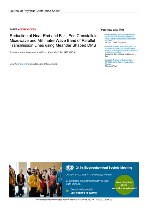 Pdf Reduction Of Near End And Far End Crosstalk In Microwave And Millimetre Wave Band Of
