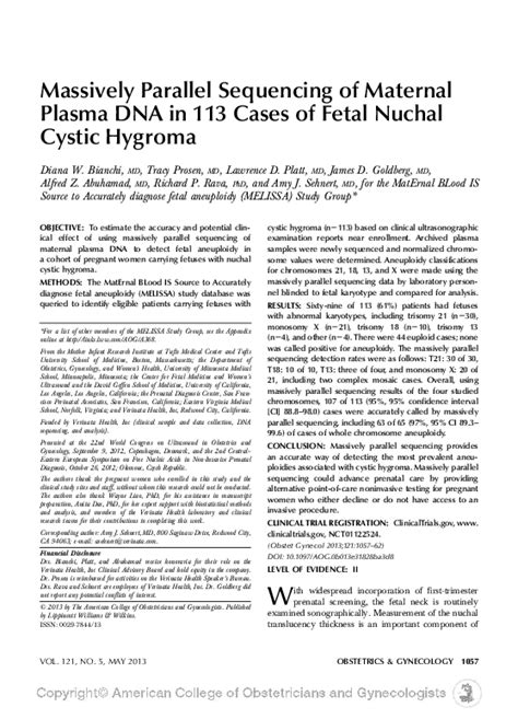Pdf Massively Parallel Sequencing Of Maternal Plasma Dna In 113 Cases