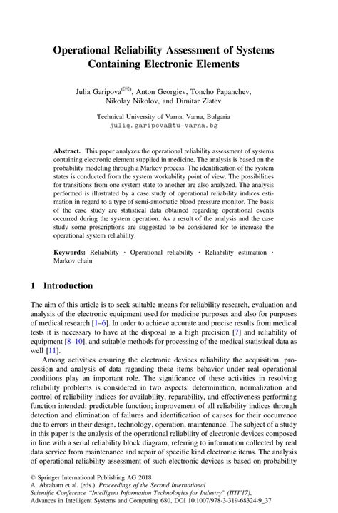 Pdf Operational Reliability Assessment Of Systems Containing Electronic Elements
