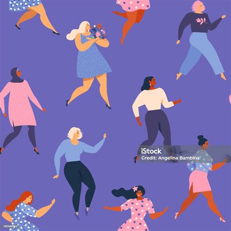 다른 민족 원활한 패턴의 여성의 다양한 얼굴 여성 권한 부여 운동 패턴 벡터에서 국제 여성의 날 그래픽 여자에 대한 스톡 벡터 아트 및 기타 이미지 Istock