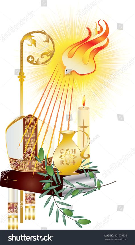 Sacrament Confirmation Symbolic Vector Drawing Illustration Stock