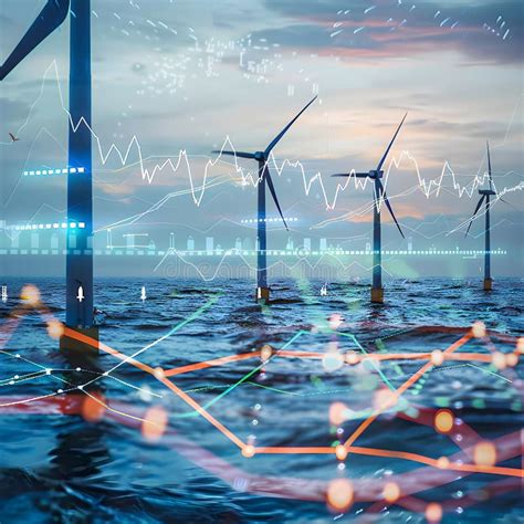 Offshore Wind Farm With Financial Analysis Overlay Stock Image Image