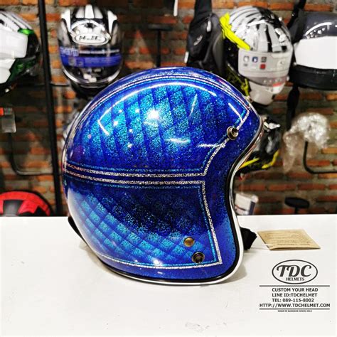 หมวกกันน๊อคคลาสสิก เปิดหน้า หมวกวิบากคลาสิก หมวกกันน็อค งานแอร์บัช กากเพชร เต็มใบวินเทจ