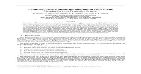 component based modeling and simulation of value stream · value