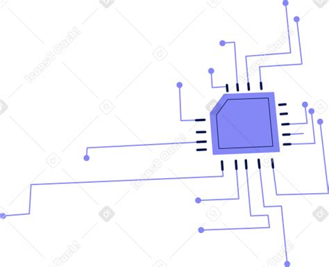 Microchip With Circuit Lines Png Svg