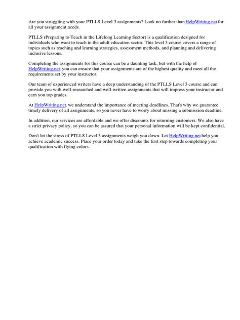 Ptlls Level 3 Assignments Pdf Learning Teachers