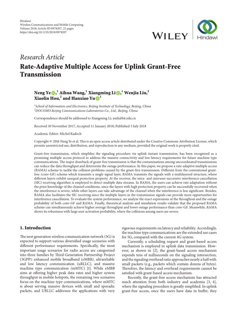 Pdf Rate Adaptive Multiple Access Rama For Uplink Grant Free
