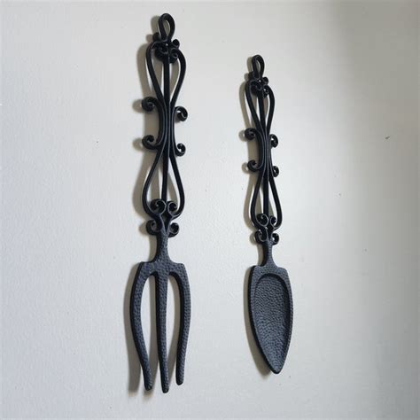 Vintage Sexton Cast Metal Large Fork And Spoon Retro Wall Art Black