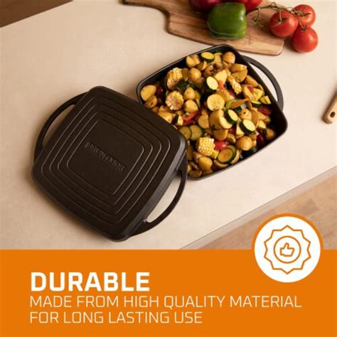 Bruntmor Red 2 In 1 Cast Iron Dutch Oven Baking Pan Set With Skillet And Lid 11 Inches Frys