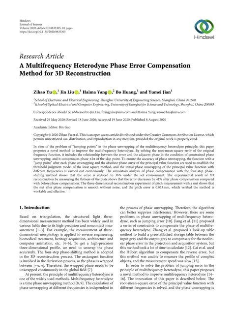 Pdf A Multifrequency Heterodyne Phase Error Compensation Method For