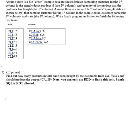 Solved Assume There Is A File Order” Sample Data Are Shown