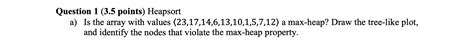 solved question 1 3 5 points heapsort a is the array with