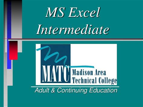 PPT MS Excel Intermediate PowerPoint Presentation Free Download ID 848329