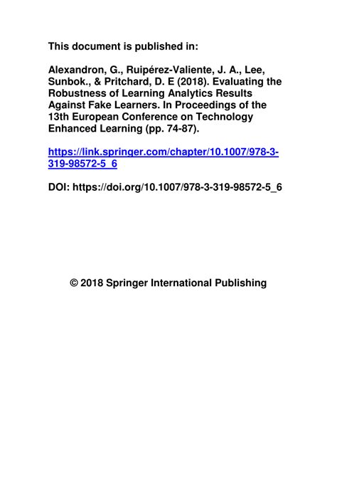 pdf evaluating the robustness of learning analytics results against fake learners