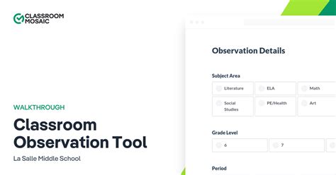 Classroom Observation Tool Teacher Observation Form