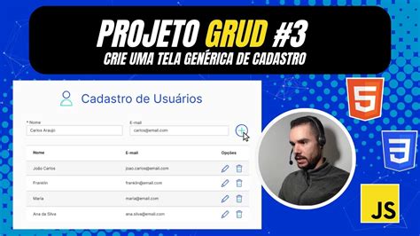 🔵 3 Update Crie Uma Tela Genérica De Cadastro Com Html Css E Js