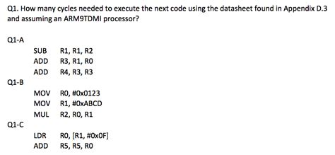 how many cycles needed to execute the next code using