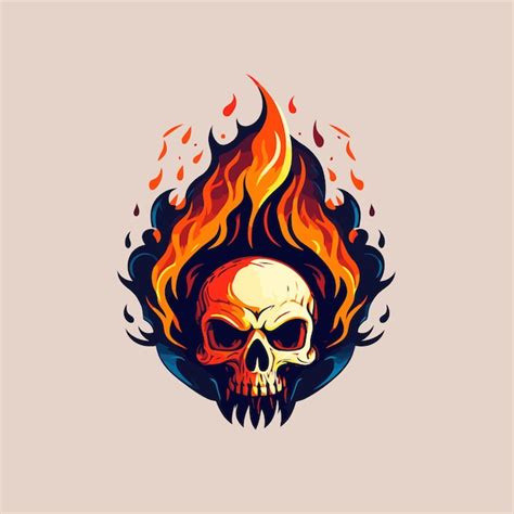 Premium Vector Fire Skull Head Logo Mascot Design Vector Template