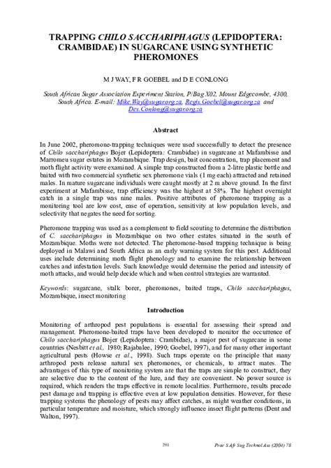 Pdf Trapping Chilo Sacchariphagus Lepidoptera Crambidae In