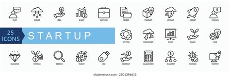 Startup Project Development Elements Minimal Thin Stock Vector Royalty Free 1497130232