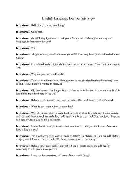 English Language Learner Interview Edf4603 English Language Learner