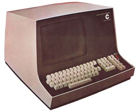 Vintage Computer Terminal Machine With Typewriter Keyboards