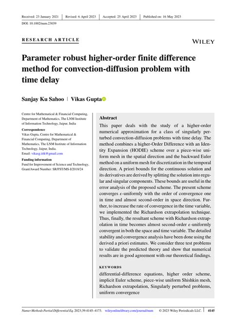 parameter robust higher order finite difference method for convection