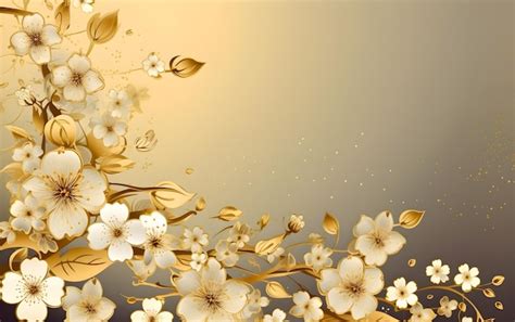 Premium Ai Image Blossom Background Vector Gold