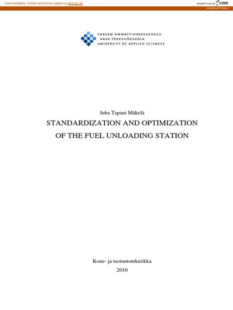 Standardization And Optimization Of The Fuel Unloading Station Pdf Fuel Oil