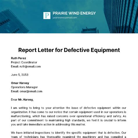 Report Letter For Defective Equipment Template Edit Online And Download Example