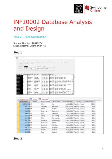 task 2 pass task 2 p inf10002 database analysis and design task 2