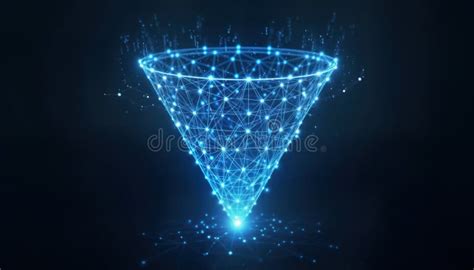 Digital Funnel Illustration Represents Data Filtering Process Polygonal Shape Emphasizes Tech