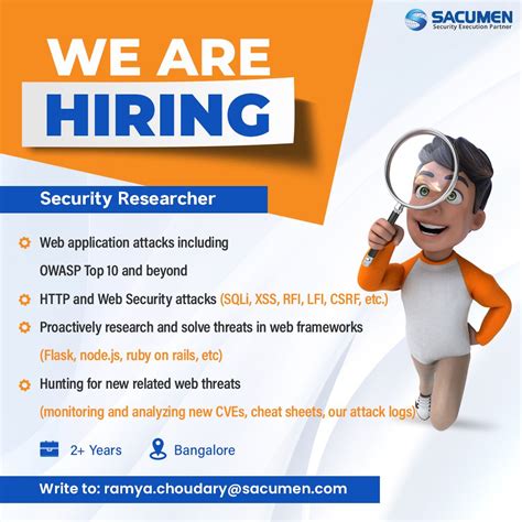 Sacumen On Linkedin Sacumen Hiring Alert Joinusnow Cybersecurity Securityresearcher