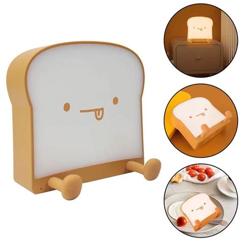 Toast Bread Cute Night Light Office Acrylonitrile Butadiene Styrene