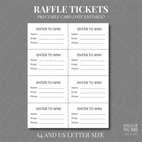 Printable Raffle Tickets Templates Free Shop On Pinterest