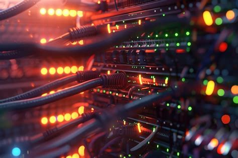 Premium Photo Network Cables Connected In Network Switches