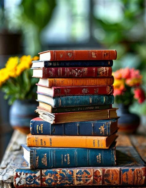 Stack Of Vintage Books On A Rustic Wooden Table Stock Photo Image Of Literature Education