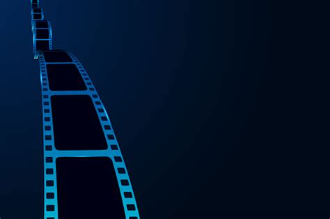 텍스트에 대한 장소와 파란색 배경에 사실적인 3d 필름 릴 스트라이프 시네마 현대 3d 사실적인 필름 스트립 벡터 영화제 배경