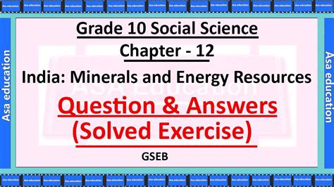 Ch 12 India Minerals And Energy Resource SST History Grade 10