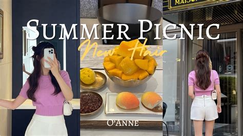 Eng Vlog 노들섬 피크닉🧺 • 뉴 헤어 미용실💇🏻‍♀️ • 호텔 망고빙수💛 • 단골 떡볶이집 • 신비 복숭아🍑