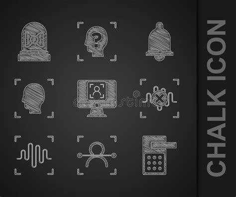 Set Face Recognition Digital Door Lock Rejection Voice Voice Motion Sensor And Icon Vector