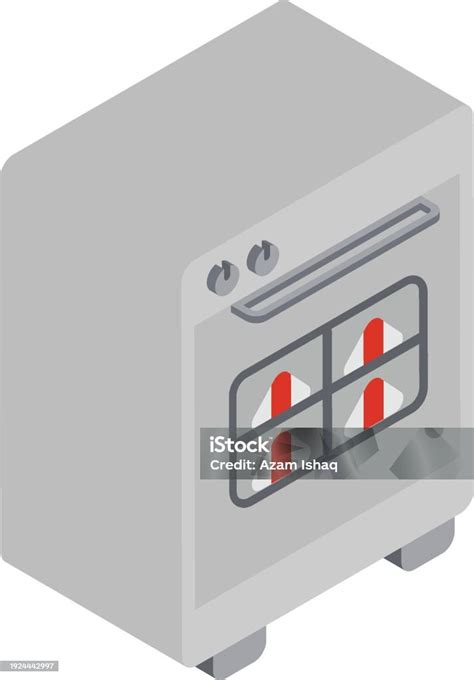 전자 레인지 전문 베이킹 오븐 등각 투영 개념 오토 클레이브 대류 밥솥 벡터 아이콘 디자인 빵집 와 구운 좋은 상징 음식 준비 와 부엌 용품 표시 조리법 발달 스톡 일러스트