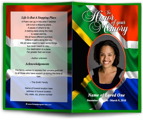 South Africa Funeral Program Template Diy Funeral Programs Funeral