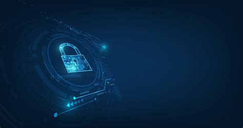 개인 데이터 보안의 키홀 아이콘이있는 자물쇠는 사이버 데이터 또는 정보 개인 정보 보호 아이디어를 보여줍니다 블루 컬러 추상 적 고속도 인터넷 기술 네트워크 보안에 대한