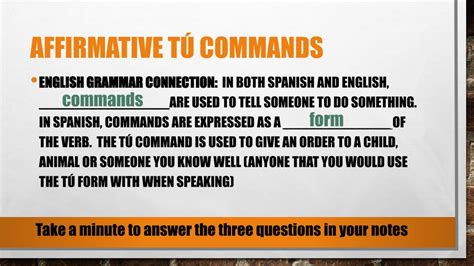 Ppt Affirmative Tú Commands Powerpoint Presentation Free Download Id 6360591