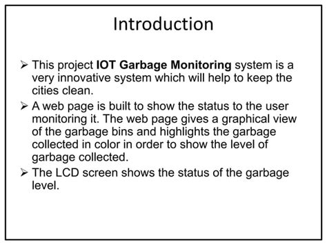 Iot Based Garbage Monitoring System Ppt Pptx